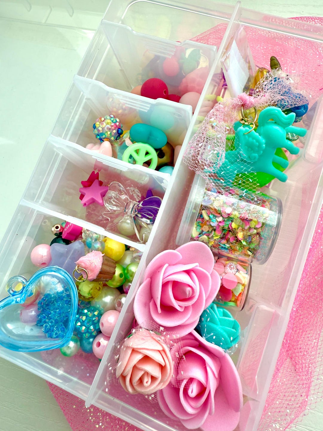 Happy Kawaii Cute Box of Embellishments, Charms, Beads, Glitter ...