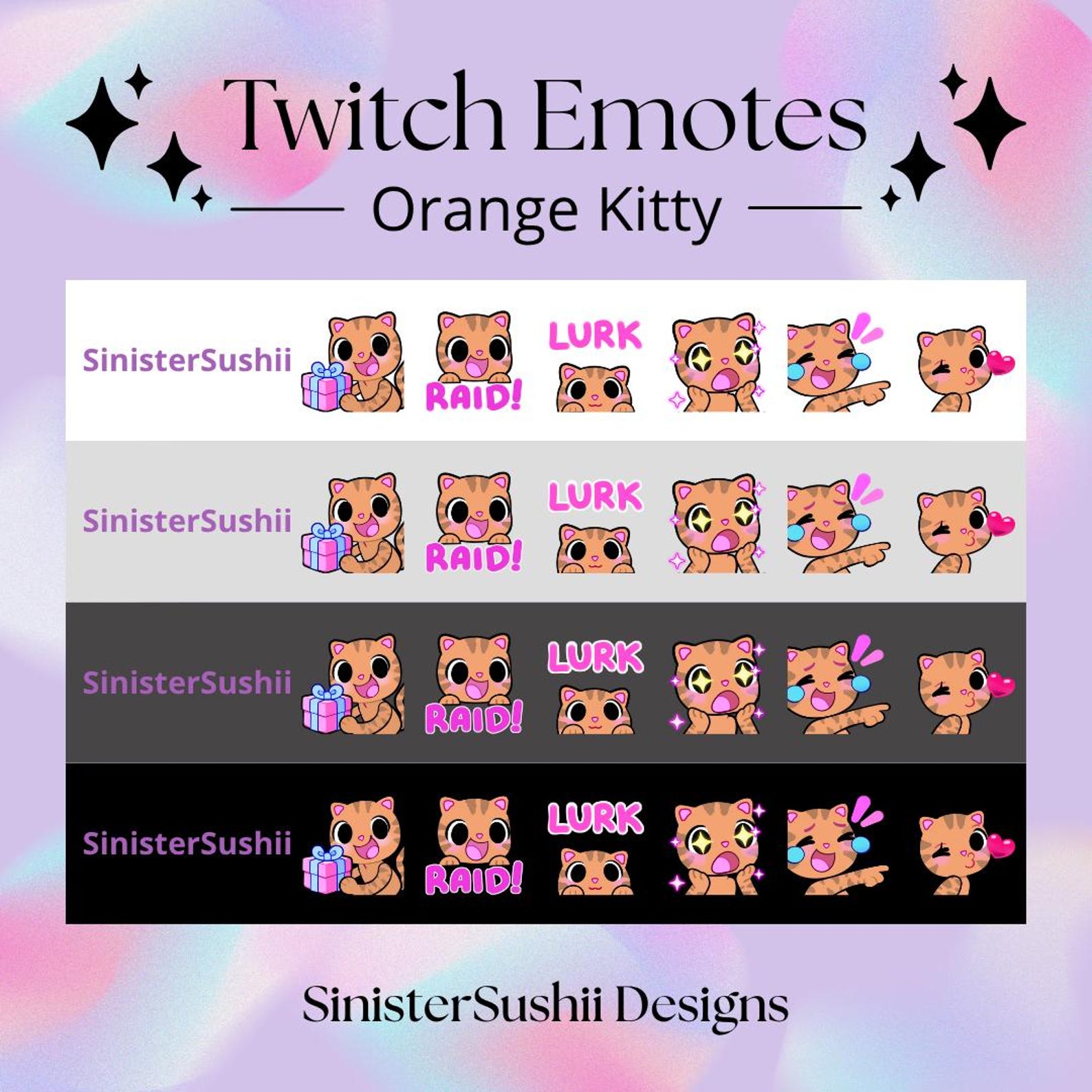 Orange Cat Emotes | Emote Bundle for Twitch, Discord, Youtube | Kawaii ...