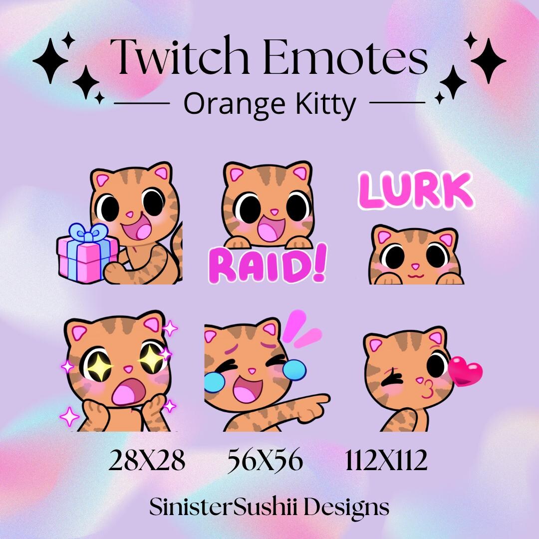 Orange Cat Emotes | Emote Bundle for Twitch, Discord, Youtube | Kawaii ...