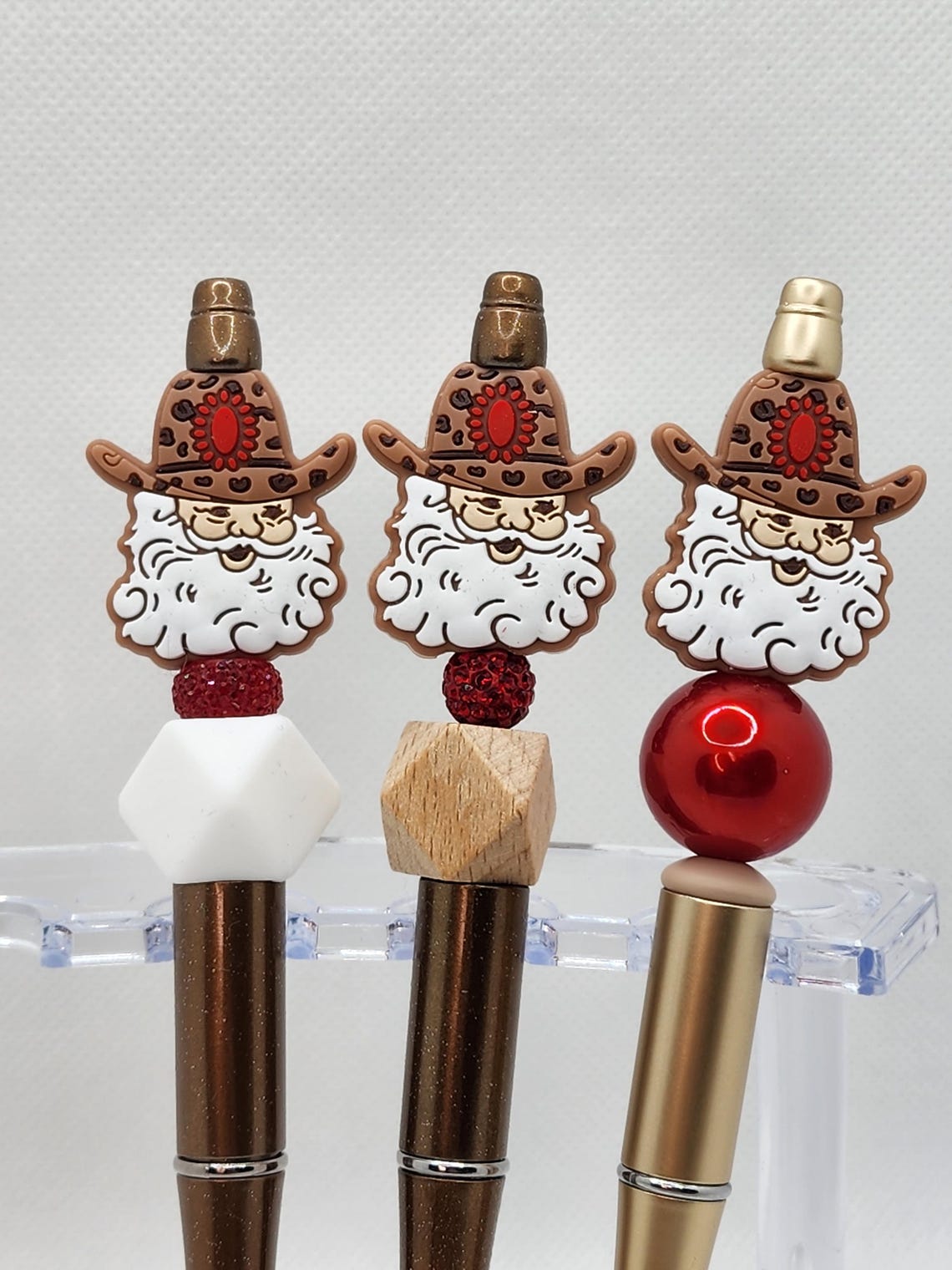 Classic Santa or Western Santa Beaded Pen & 1 Free Ink Refill With ...