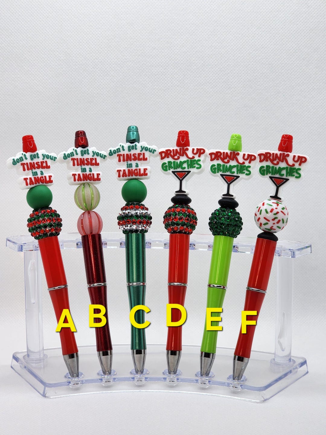 Christmas Beaded Pen: Tinsel or Drink up Mean Green Guy + Free Ink ...