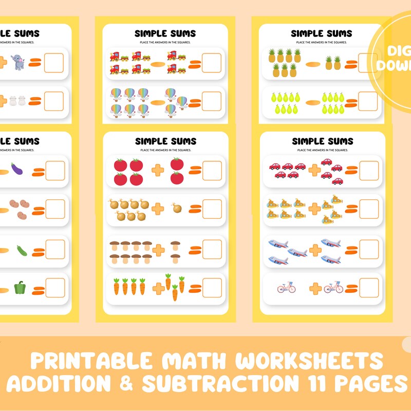 Math Worksheets - Etsy