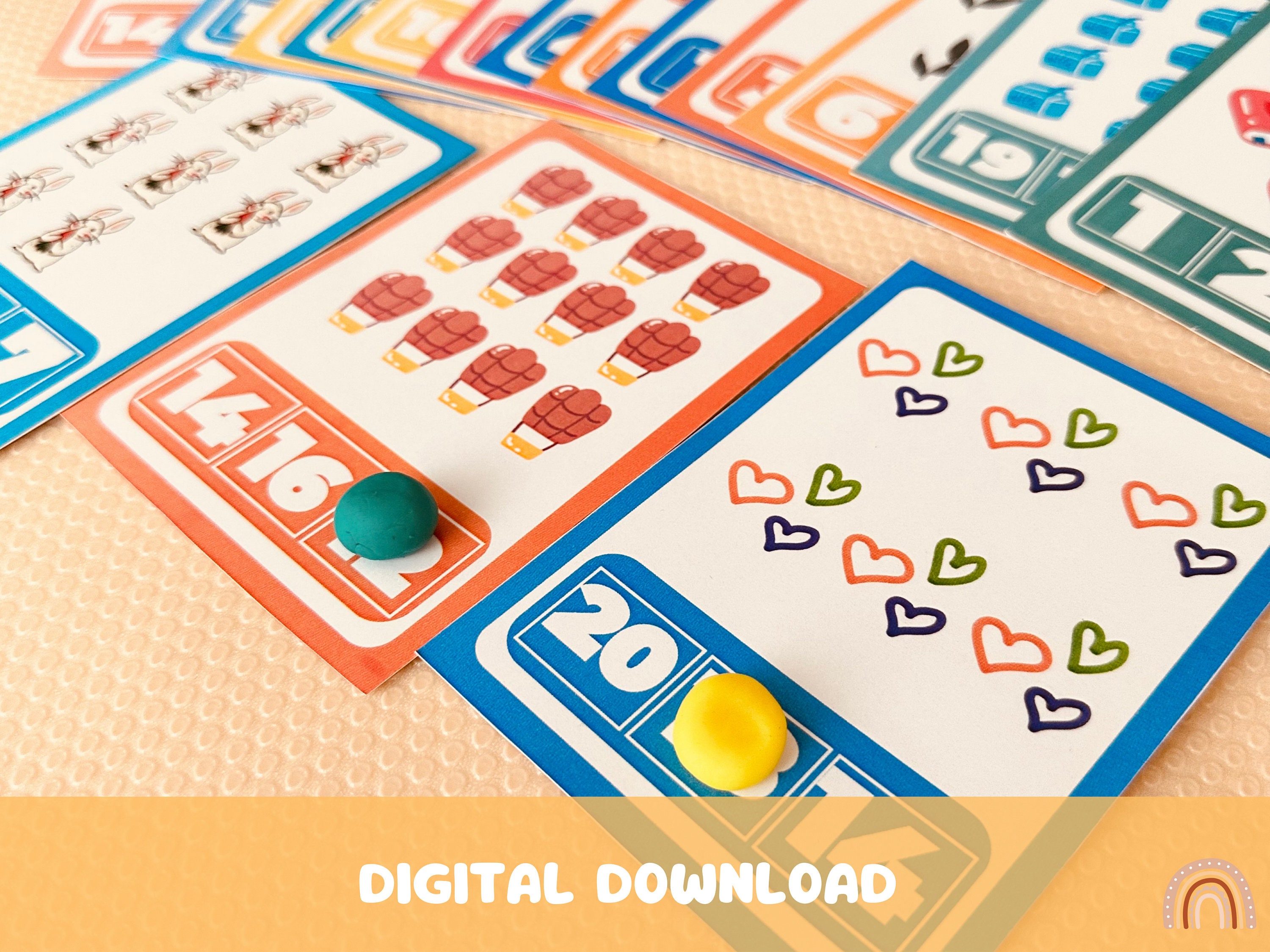 20 Preschool Counting Flashcards L Printable Number Flashcards 1-20 L ...