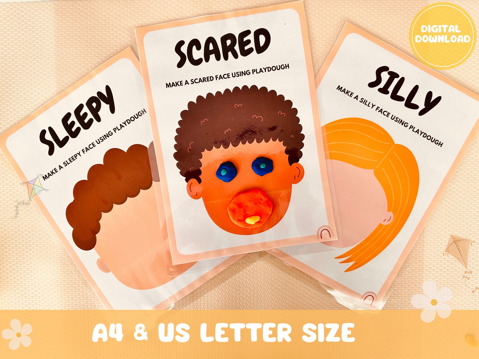 Emotions Play Dough Mats, Emotions, Educational Prints, Printable ...