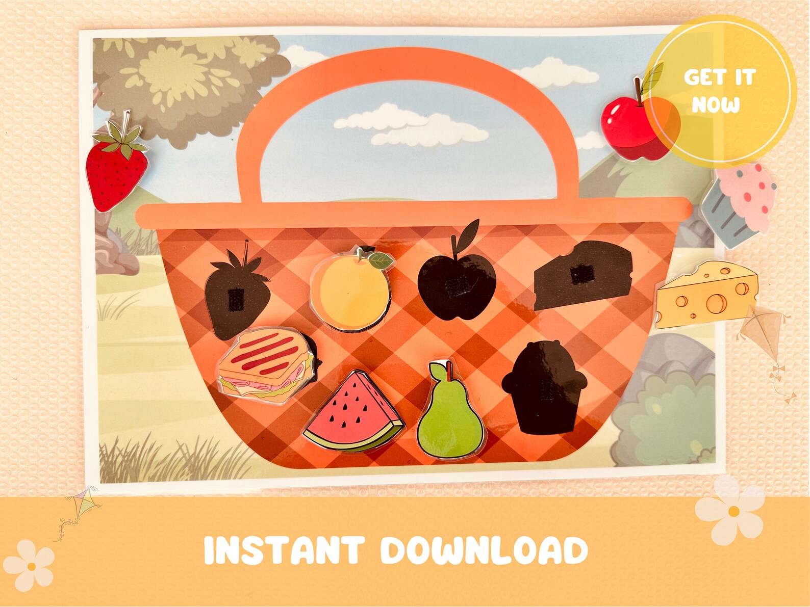 Picnic Basket Matching Game L Fruit L Healthy Snacks L Preschool ...