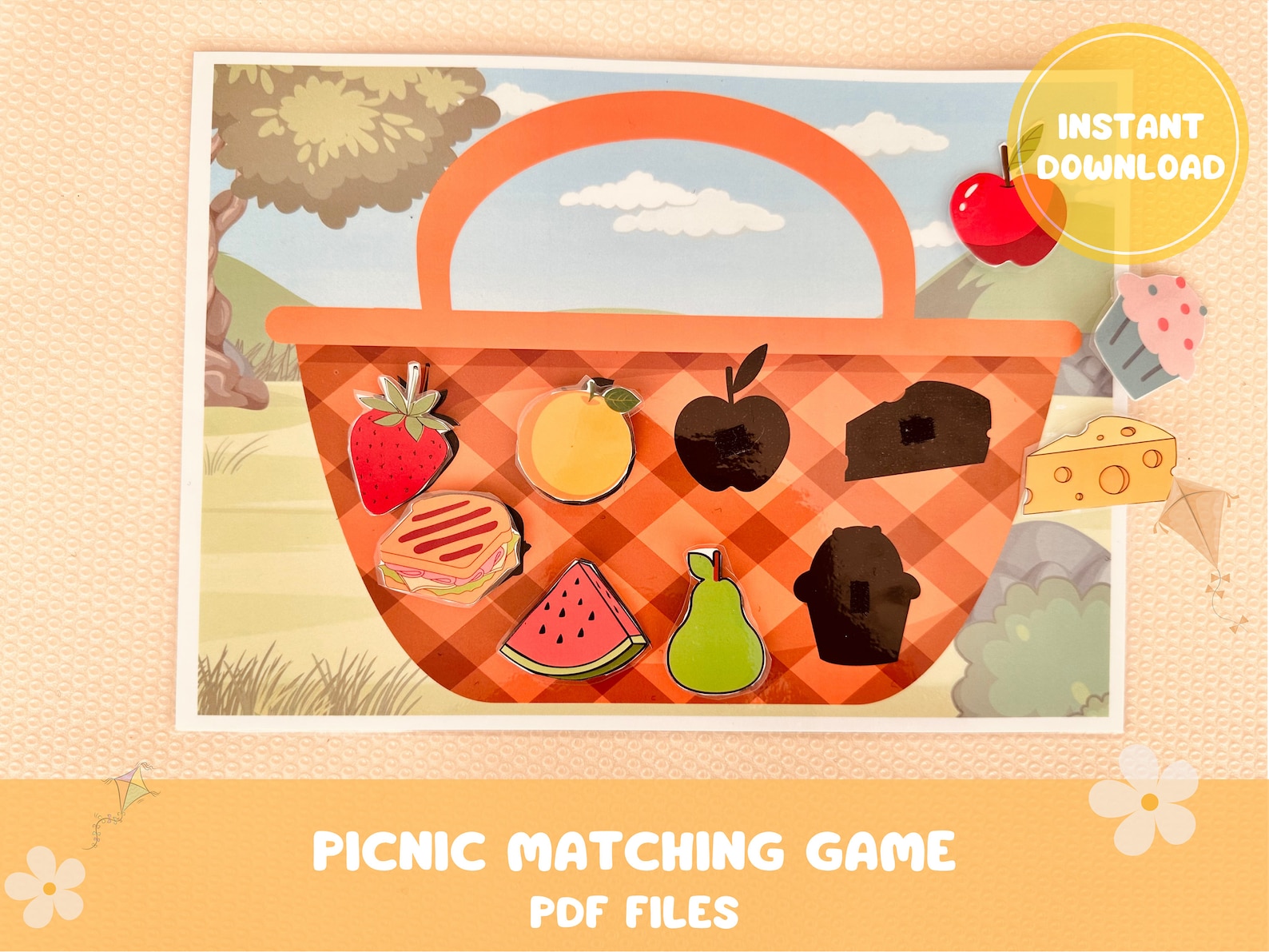 Picnic Basket Matching Game L Fruit L Healthy Snacks L Preschool ...