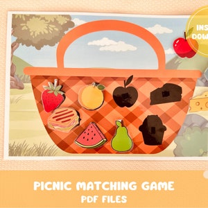 Picnic Basket Matching Game L Fruit L Healthy Snacks L Preschool ...