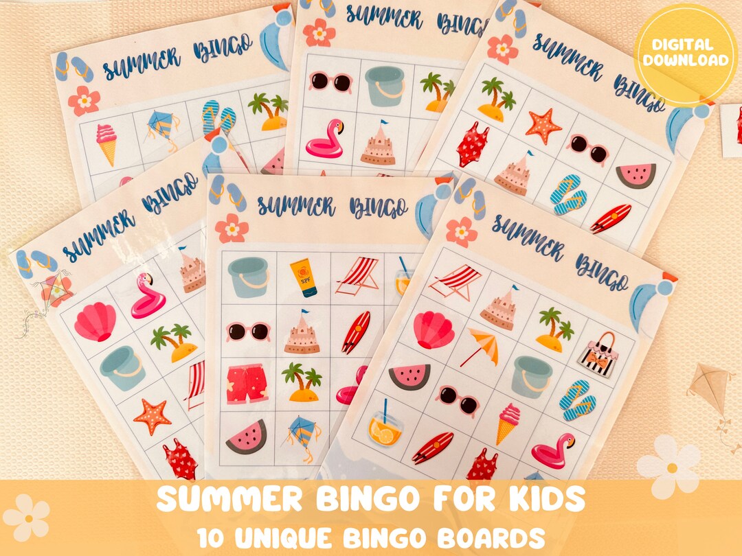 Summer Bingo for Kids L Printable Summer Bingo L Summer Activities for ...