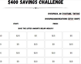 10 Dollar Savings Challenge Save 400 Digital Download Low Income - Etsy