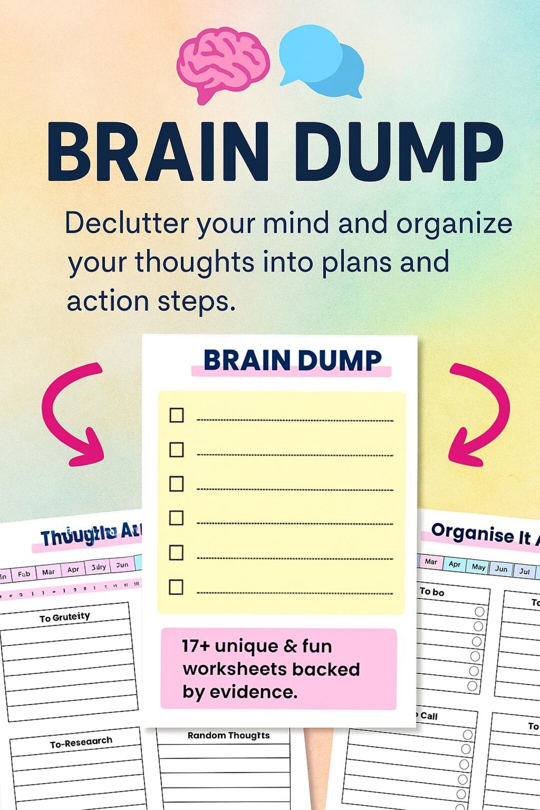 ADHD Brain Dump Worksheet | Mind Declutter Printable | Productivity ...