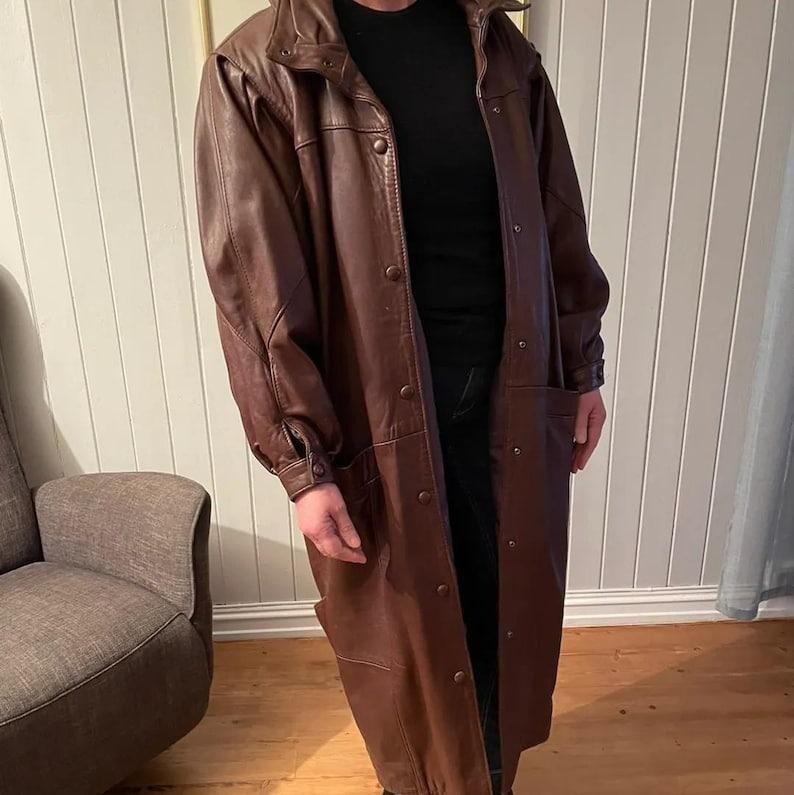 Men's Sheepskin Leather Trench Coat: Gothic Vampire Cosplay Duster - Etsy