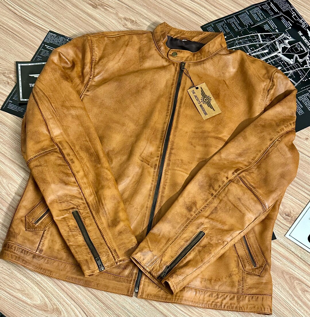 Men's Handmade Vintage Leather Jacket, Brown Distressed Leather Jacket ...