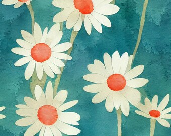 Dark Blue Daisies Seamless Digital Pattern Navy Floral - Etsy