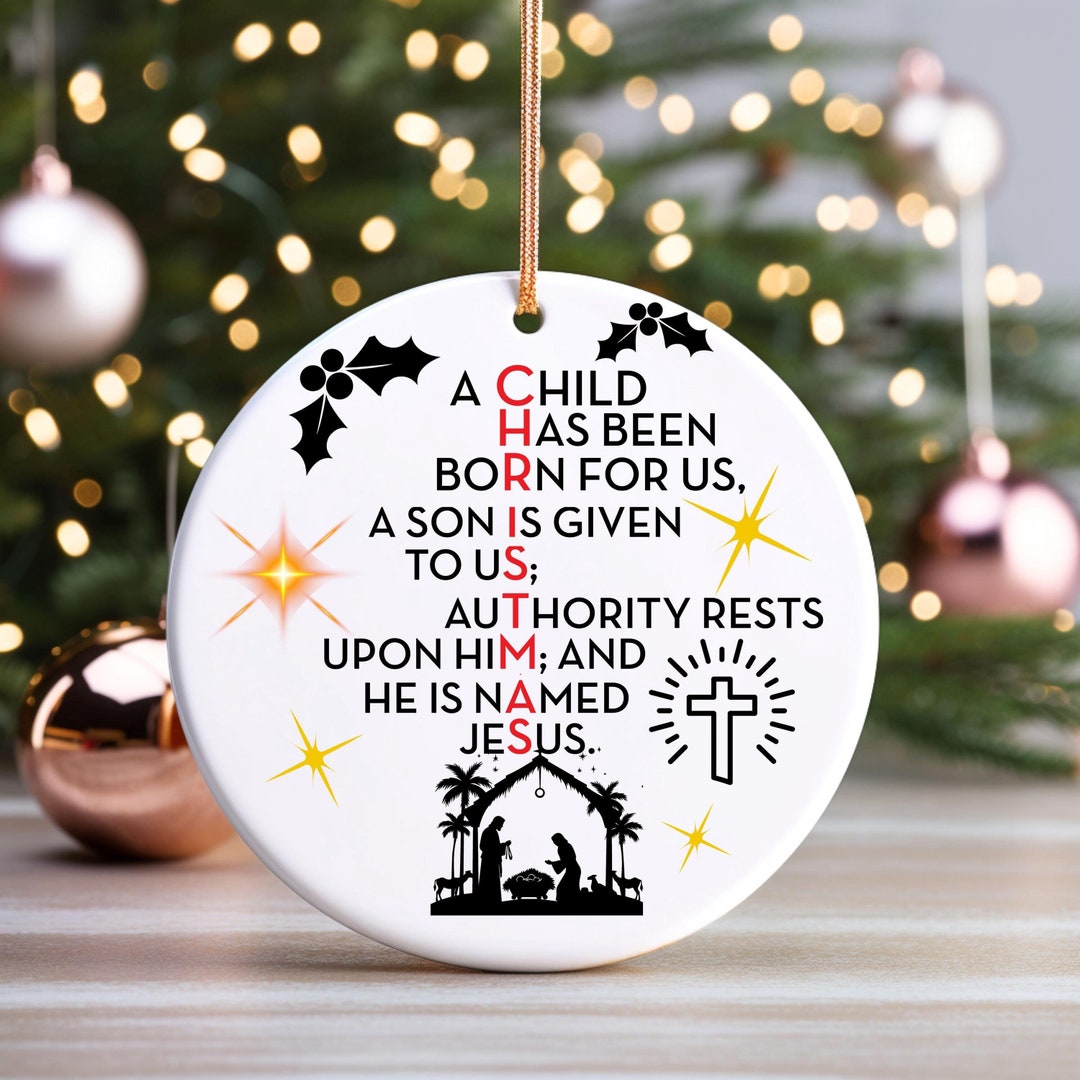 CHRISTMAS Religious Ceramic Ornament, Nativity Scene and Bible-inspired ...