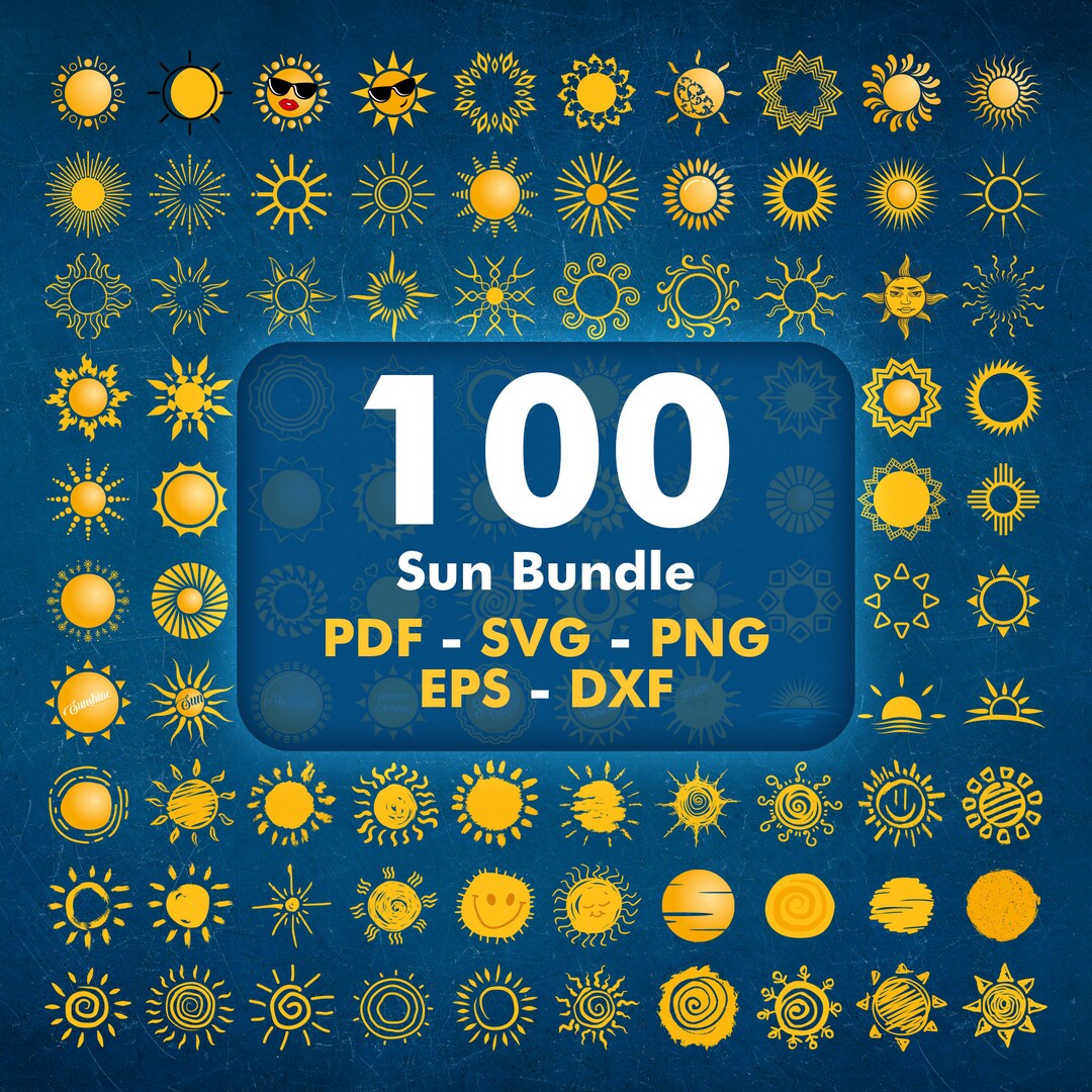 Sun Bundle Sun Svg Sun EPS Png Dxf Pdf Sun Icon Sun - Etsy