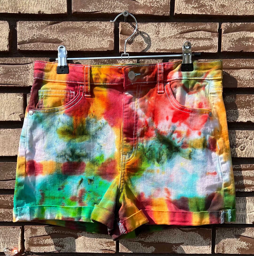 Tie Dyed Shorts, Thrifted Fashion, Upcycled Fashion, Girls Shorts Size ...