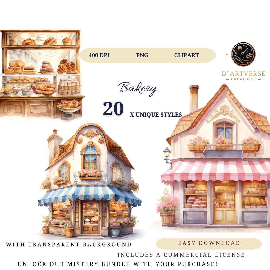 Watercolor Bakery Clipart Png Bread Sweet Treats Breakfast Shop Design ...