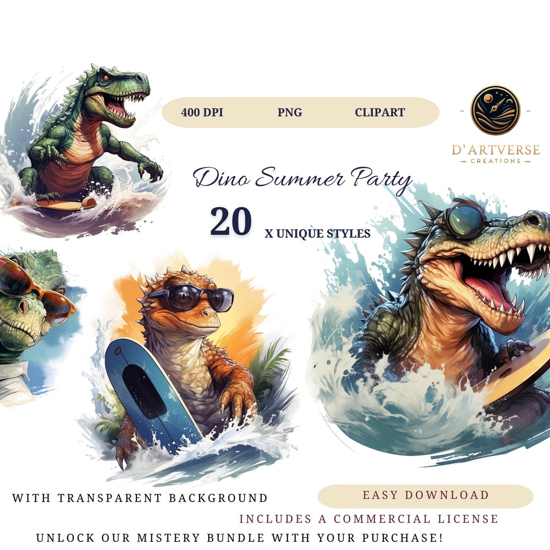 Dinosaur Clipart Summer Party Png Dino T-rex Clipart Dino Summer ...