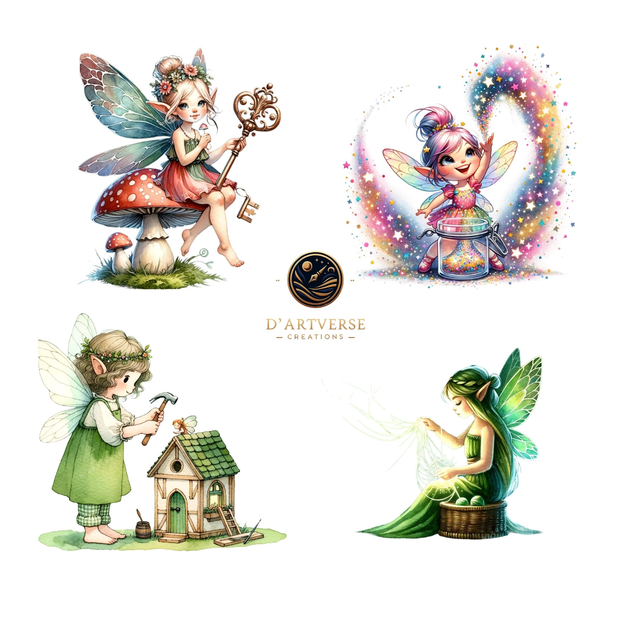 Cute Fairy Clipart Magic Fairy Png Watercolor Magic Clip Art Fairy ...
