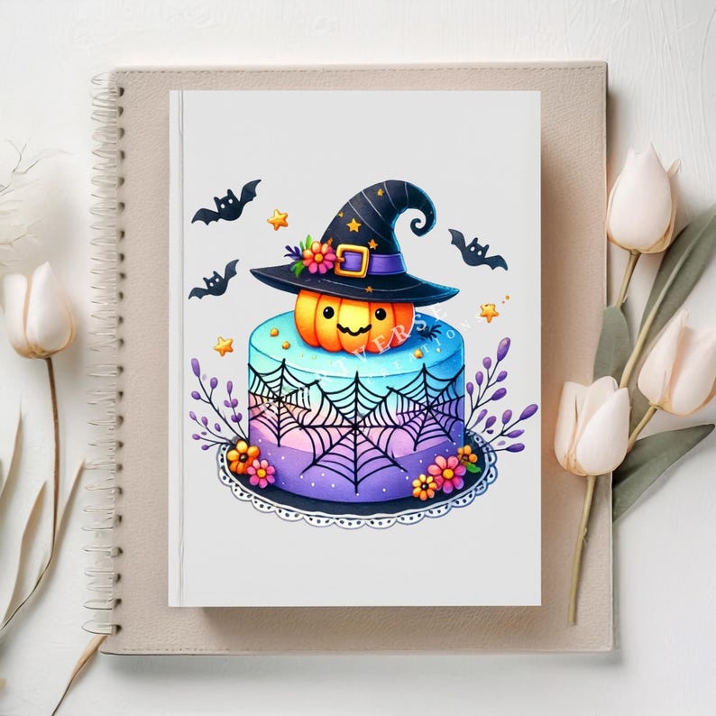 Watercolor Halloween Cake Clipart Spooky Cute Ghosts PNG Halloween ...