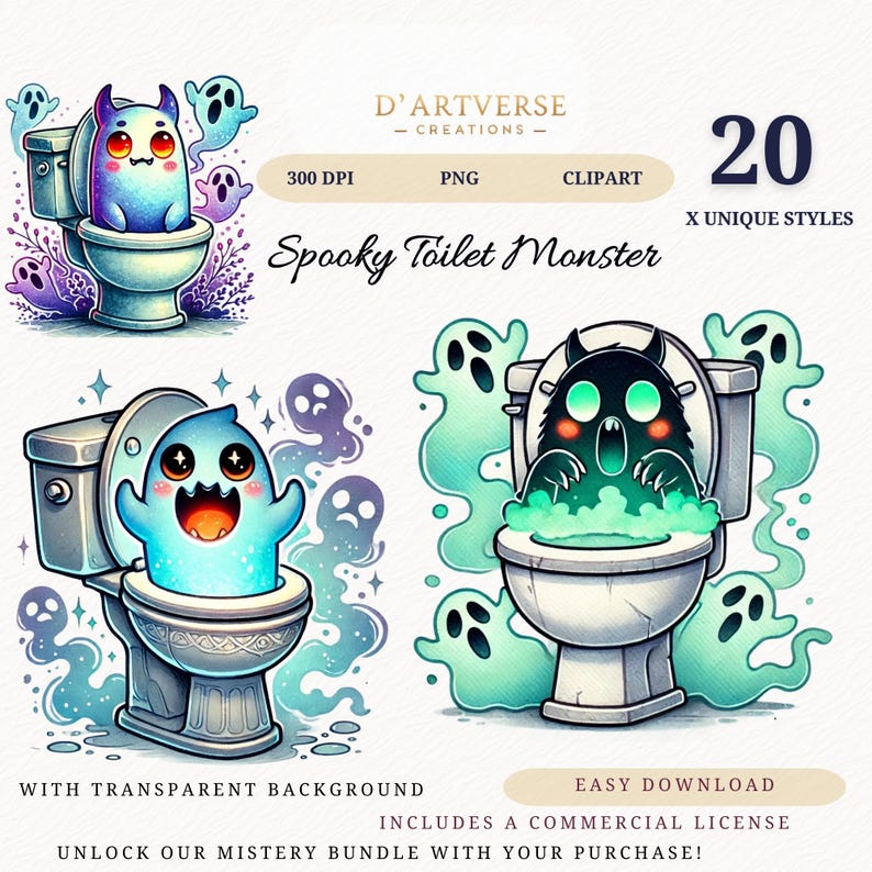 Funny Bathroom Ghost Clipart Toilet Art Digital Witch Craft Design Cute ...