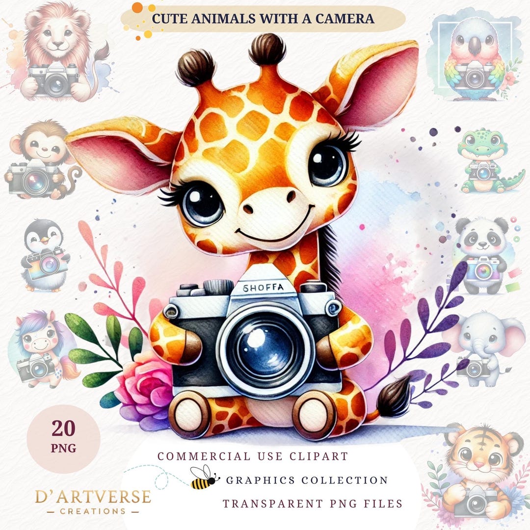 Watercolor Baby Animal Clipart Bundle Cute PNG Nursery Art Kids ...