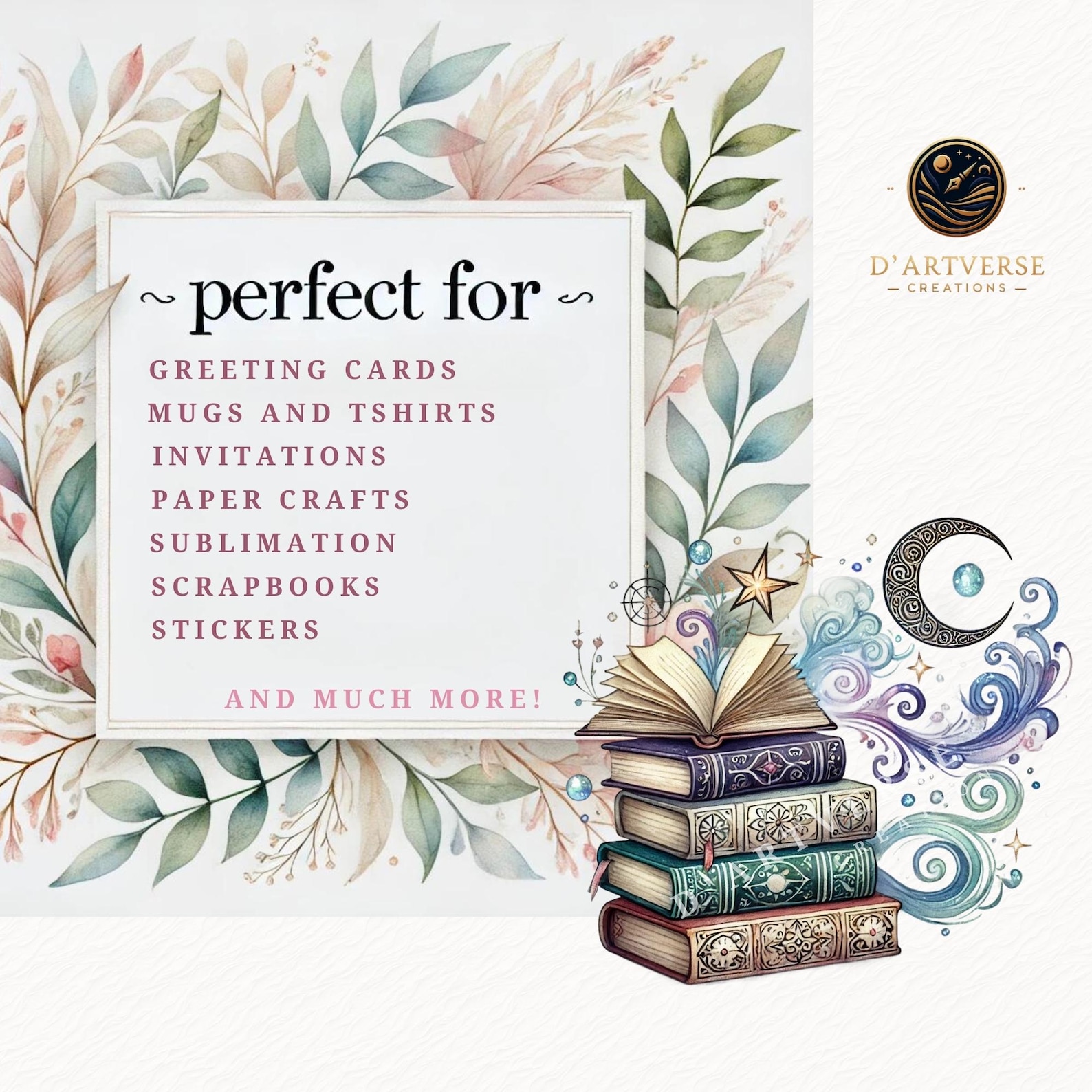 Fantasy Book Clipart Bundle Watercolor Magic Graphics Vintage Keys ...