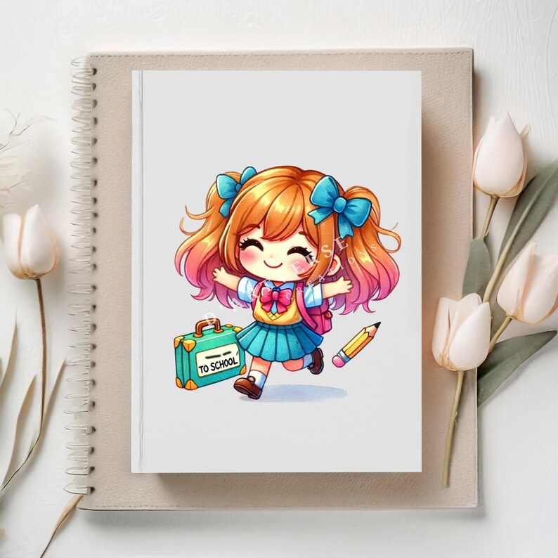 Watercolor Back to School Clipart Bundle Cute Cartoon Kids PNG School ...