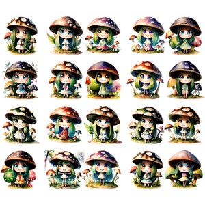 Mushroom Watercolor Clipart Mega Bundle Cute Mushroom Magical Clipart ...