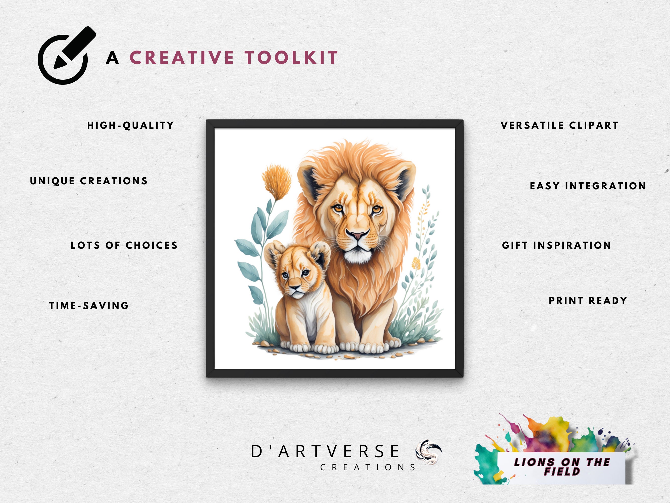 Watercolor Lion Clipart Cute Lion Animal Clip Art Safari - Etsy