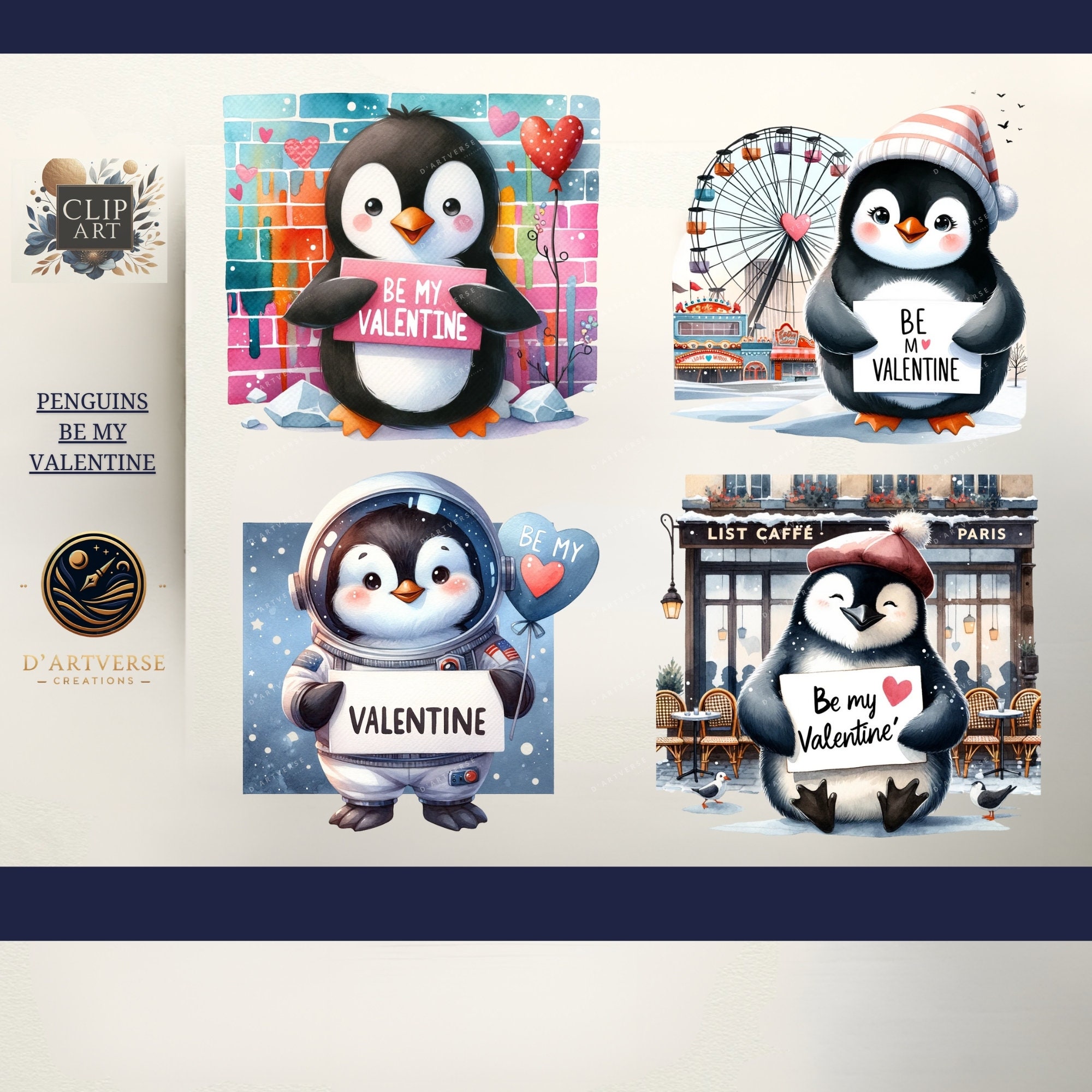 Cute Valentine Clipart Cute Penguins Love Scrapbook Valentine Day Cute ...