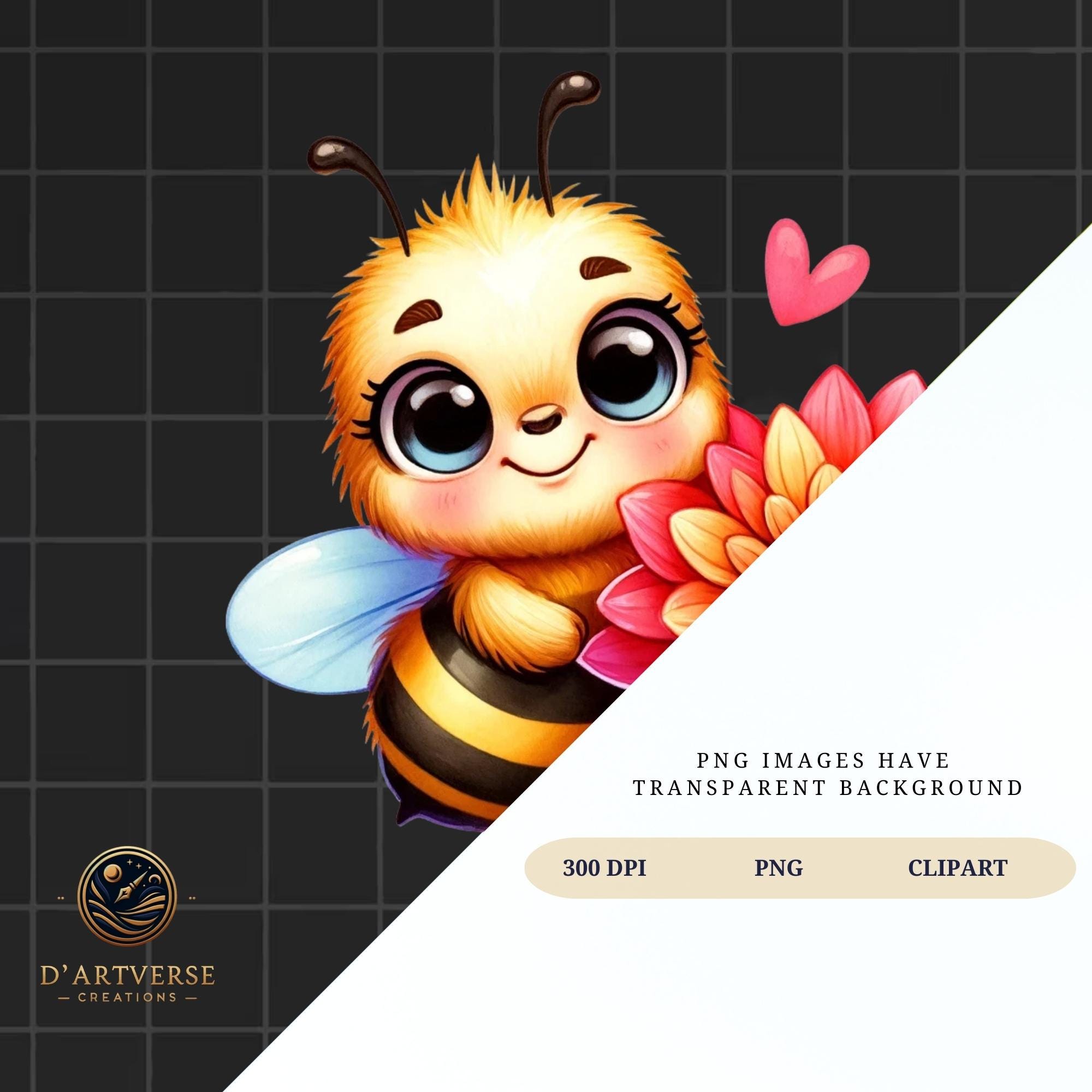 Watercolor Cute Bee Clipart Bundle Floral PNG Nursery Decor Digital ...