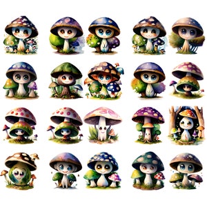 Mushroom Watercolor Clipart Mega Bundle Cute Mushroom Magical Clipart ...