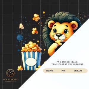 Watercolor Animals Clipart Popcorn Animals Bundle Cute Animal PNG ...