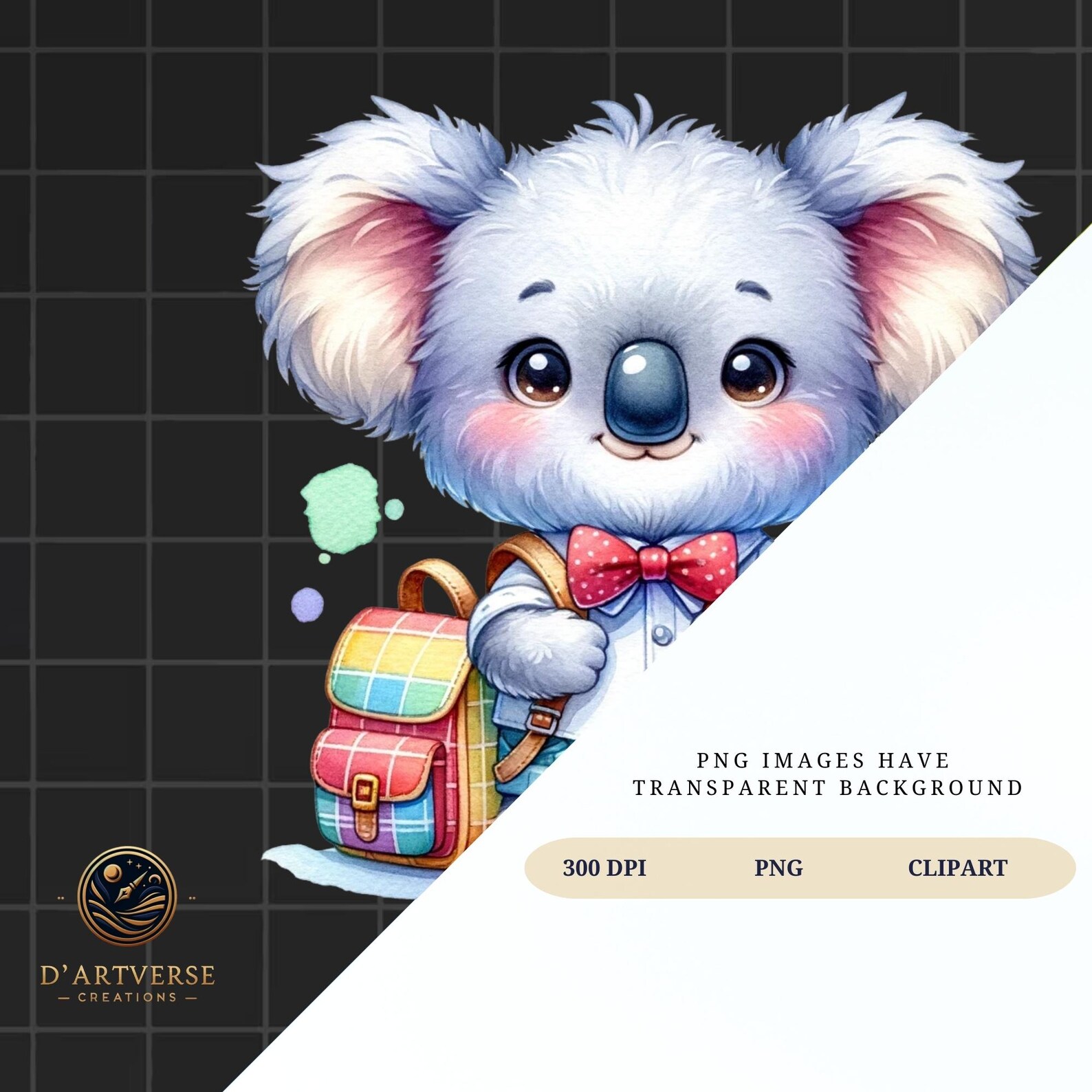 Watercolor School Animals Clipart Cute Animal Graphics Back to School ...