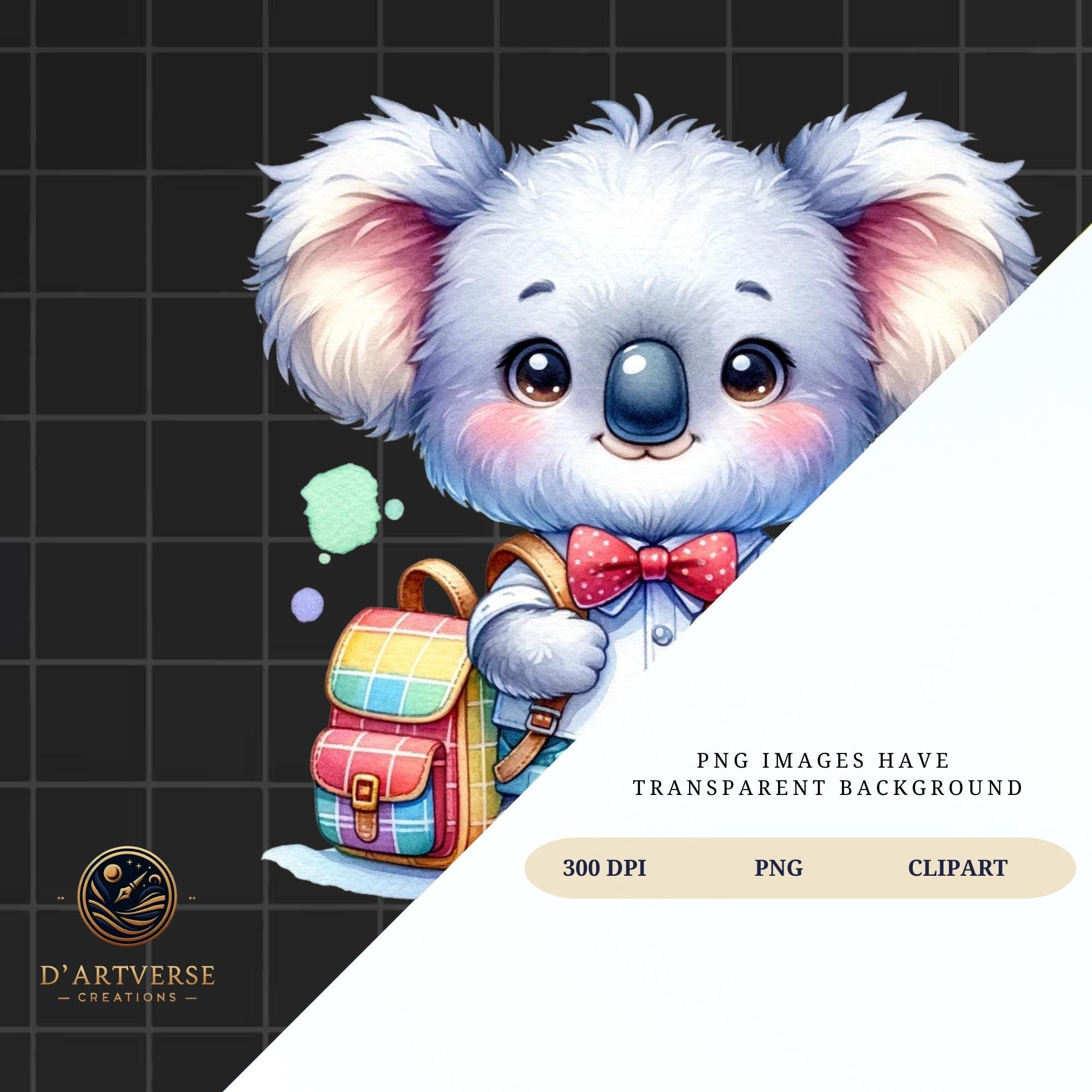 Watercolor School Animals Clipart Cute Animal Graphics Back to School ...