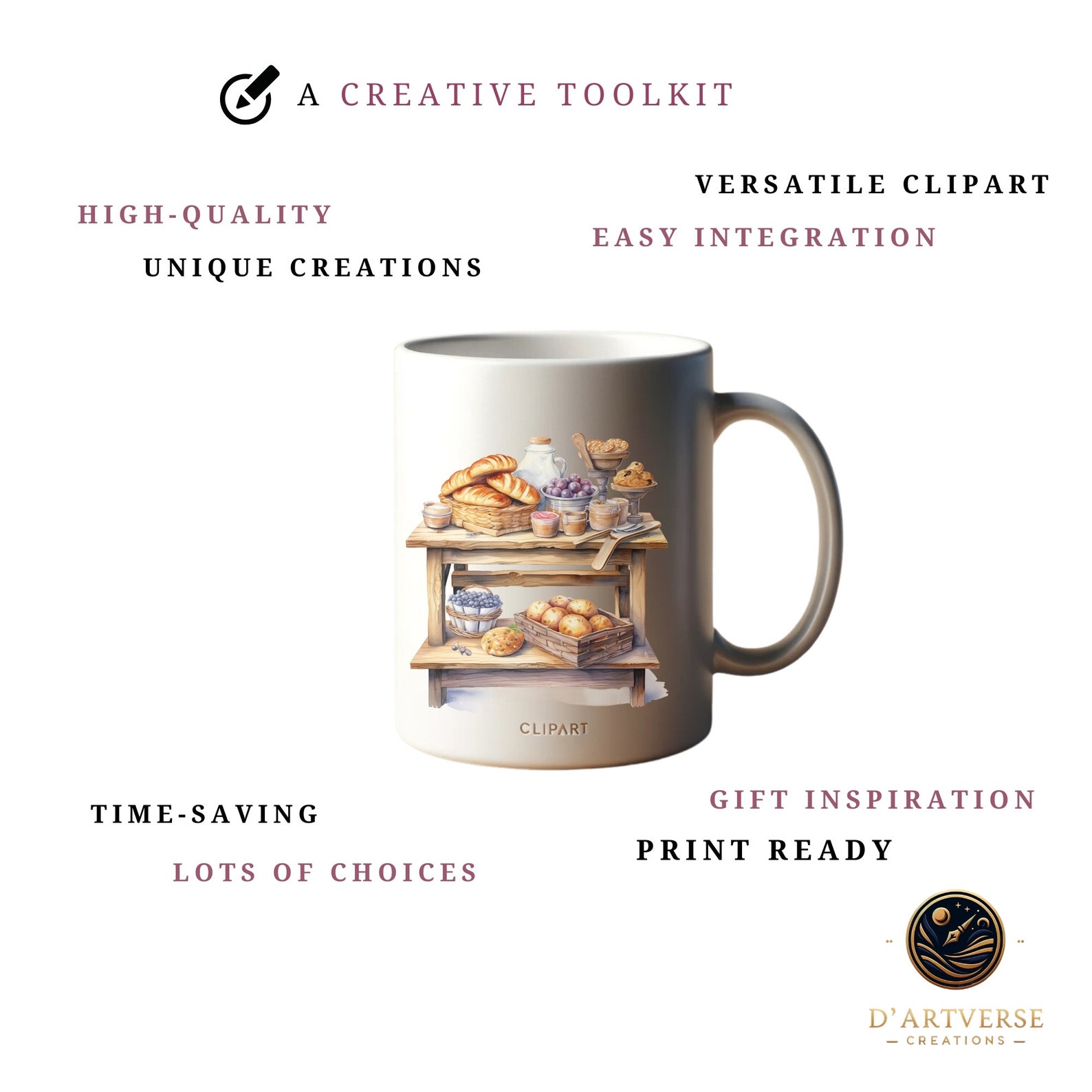 Watercolor Bakery Clipart Png Bread Sweet Treats Breakfast Shop Design ...
