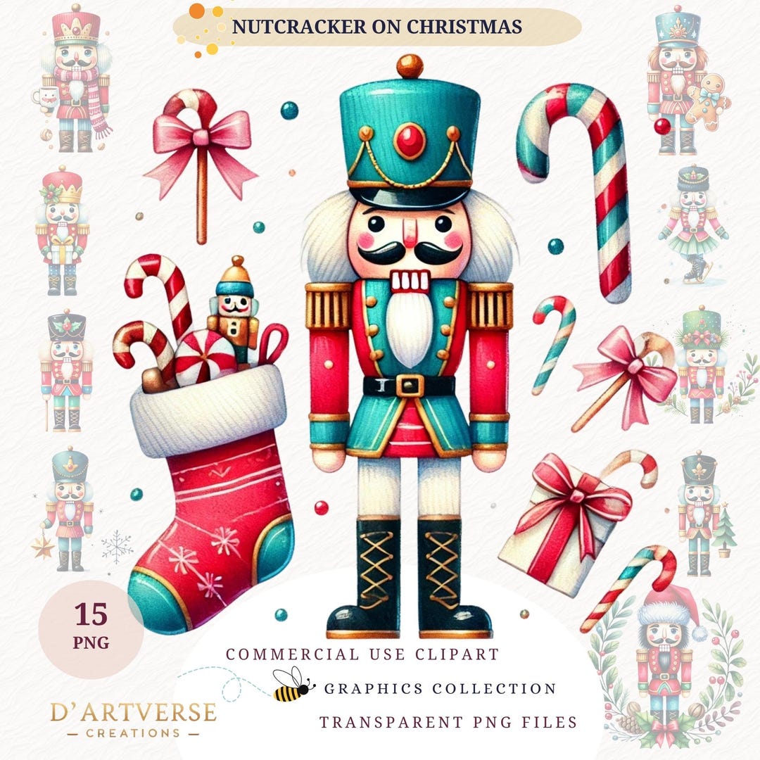 Watercolor Nutcracker Clipart Bundle Vintage Christmas Graphics Holiday ...