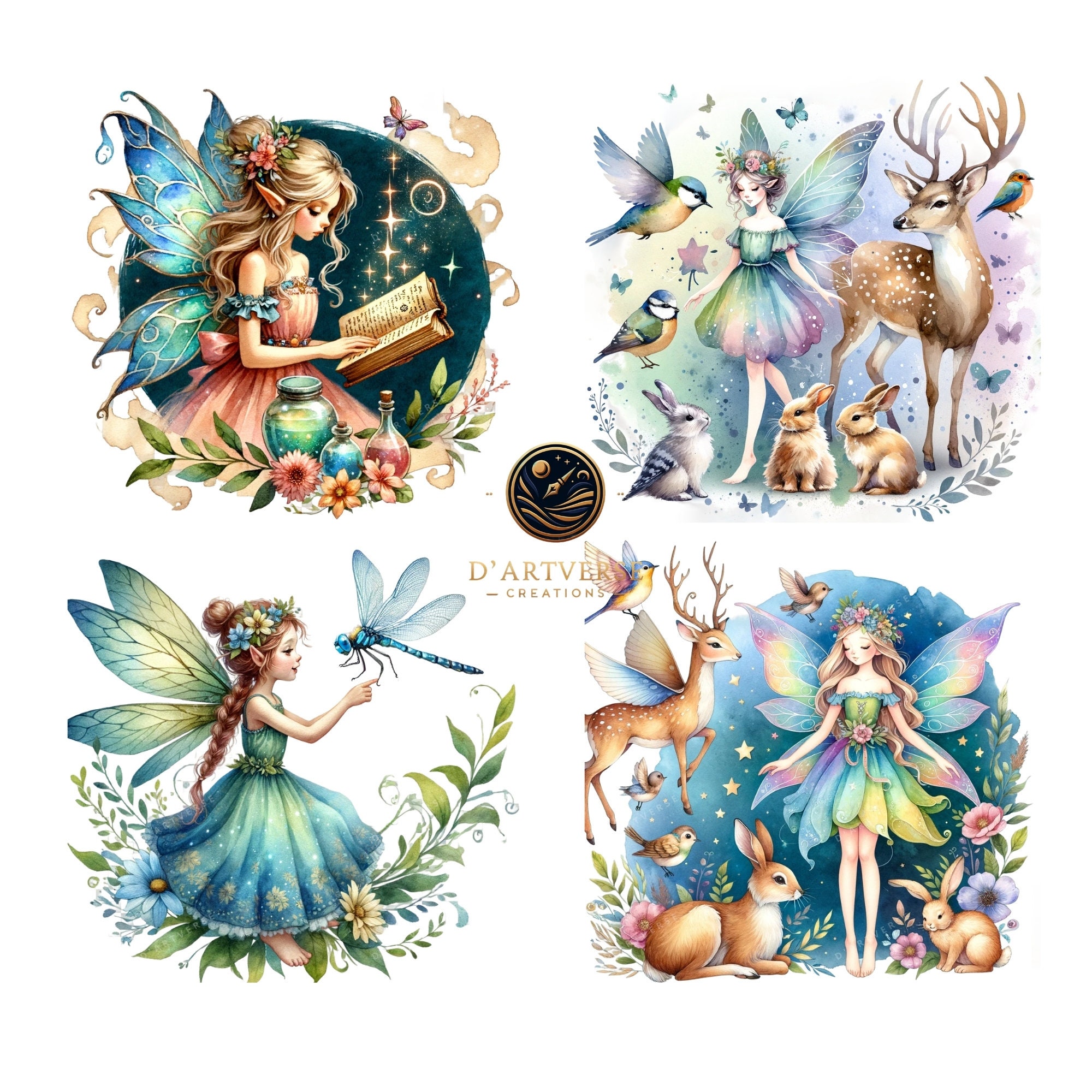 Cute Fairy Clipart Magic Fairy Png Watercolor Magic Clip Art Fairy ...
