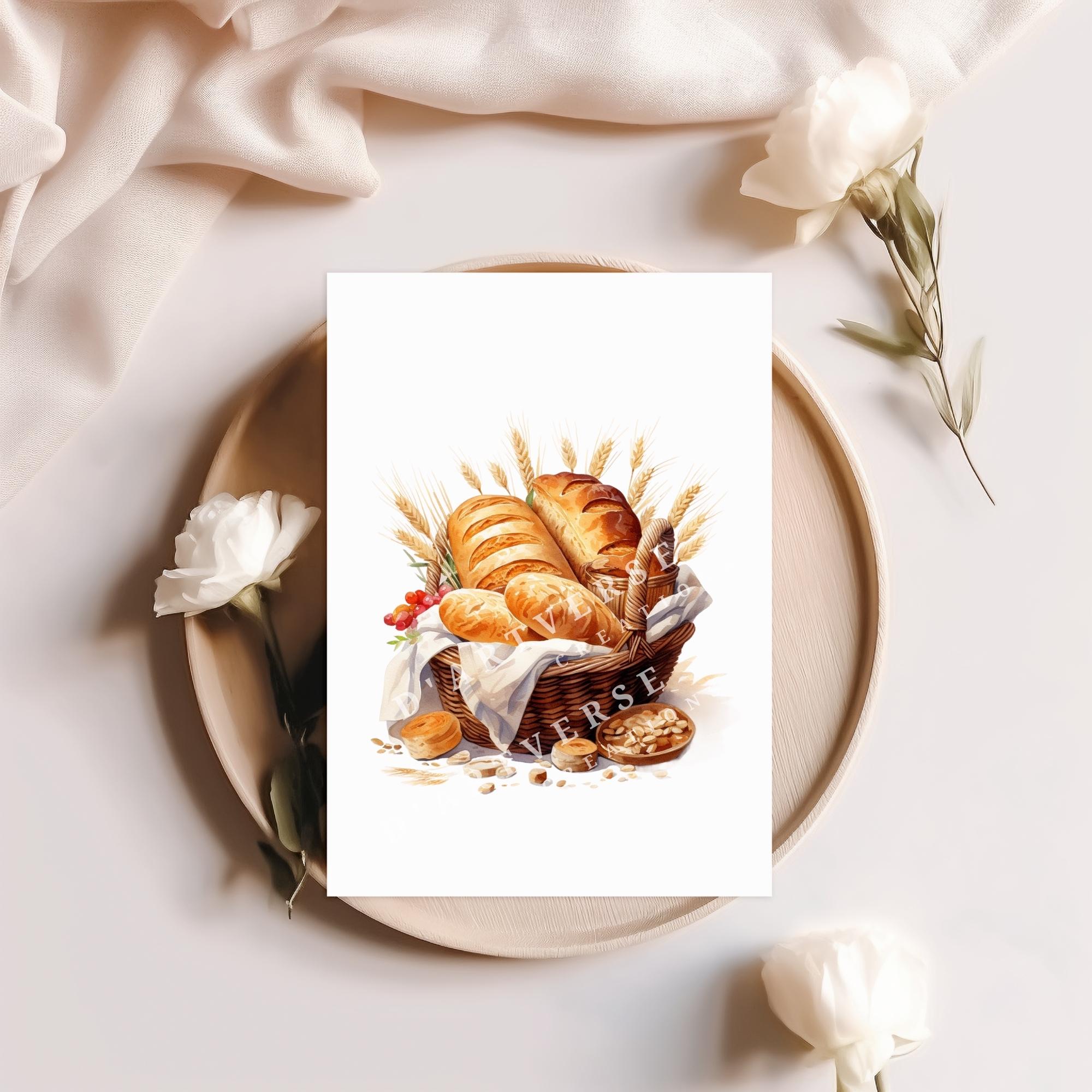 Watercolor Bakery Clipart Bread Croissant French Baguette Png Breakfast ...