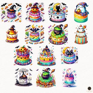Watercolor Halloween Cake Clipart Spooky Cute Ghosts PNG Halloween ...