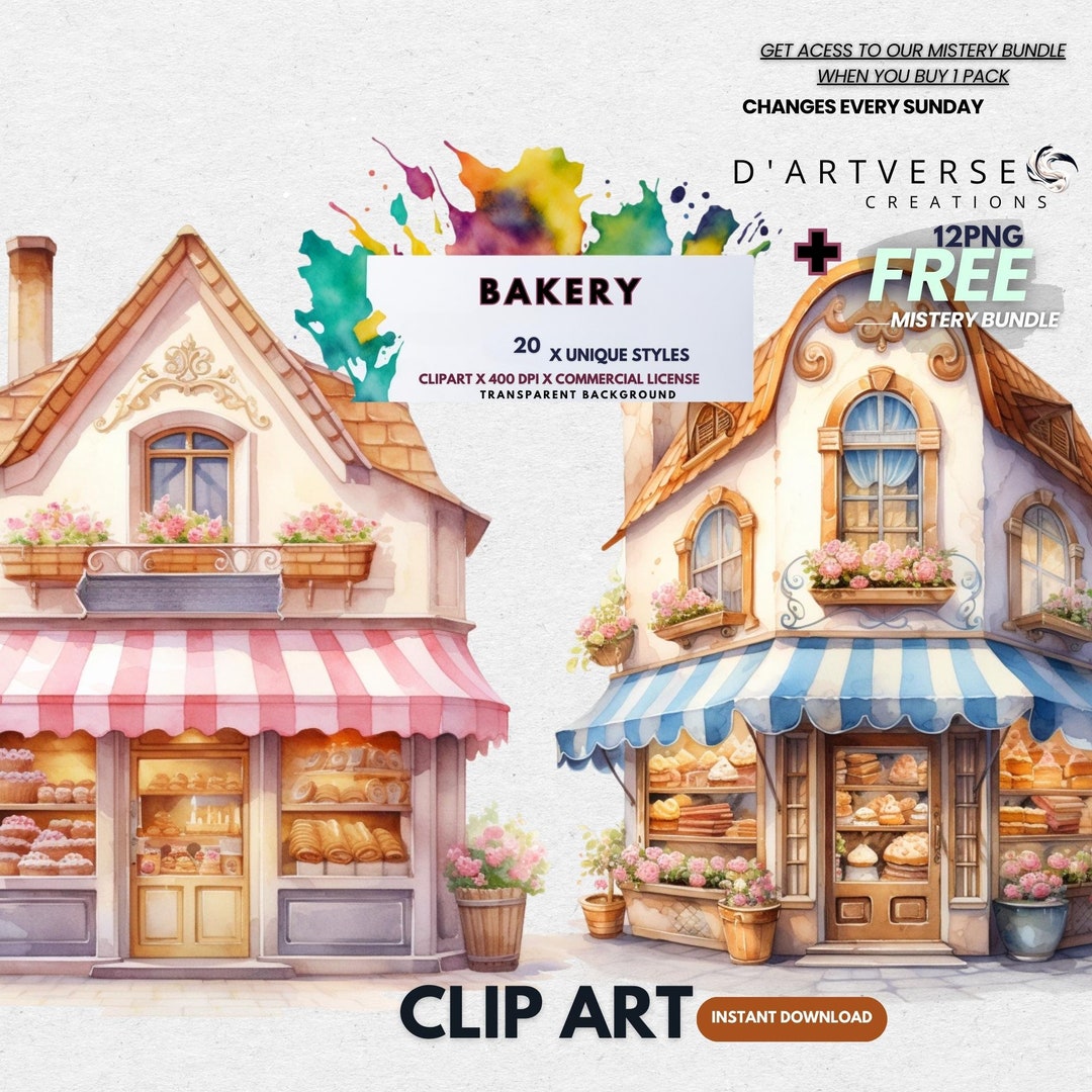 Watercolor Bakery Clipart Png Bread Sweet Treats Breakfast Shop Design ...