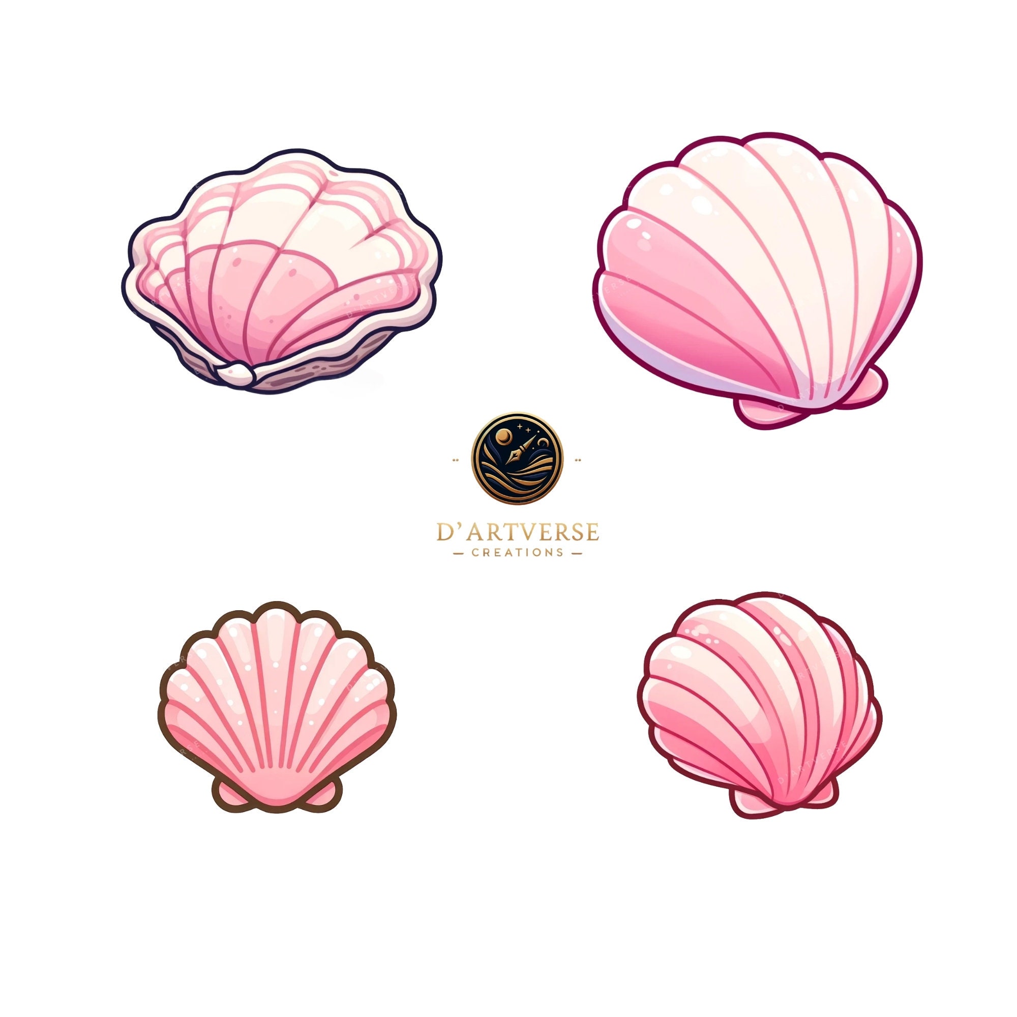 Pink Seashell Clipart Watercolor Shells Graphics Ocean Shell PNG Beach ...