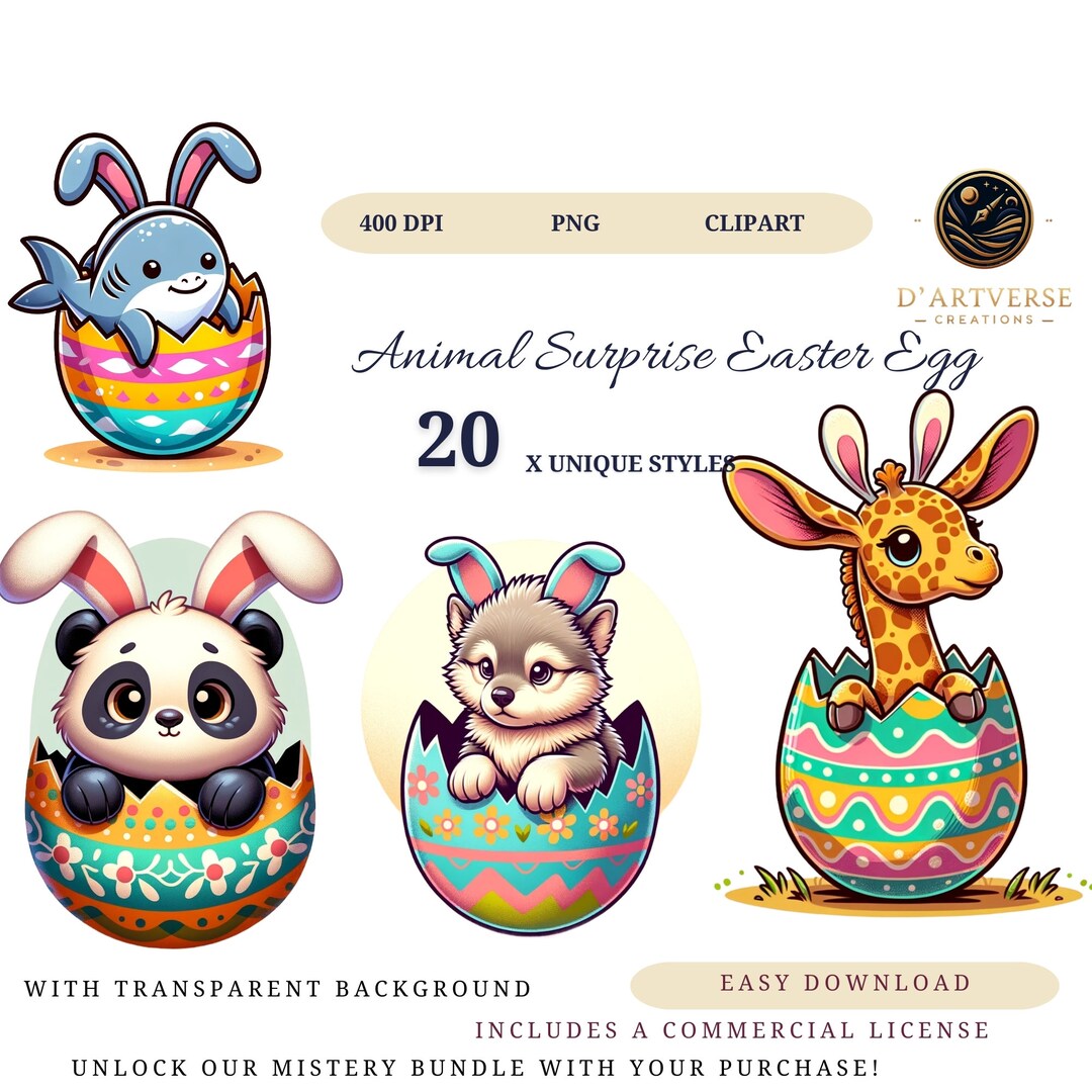 Easter Animals Clipart Bundle Watercolor Easter Egg Printable Baby ...