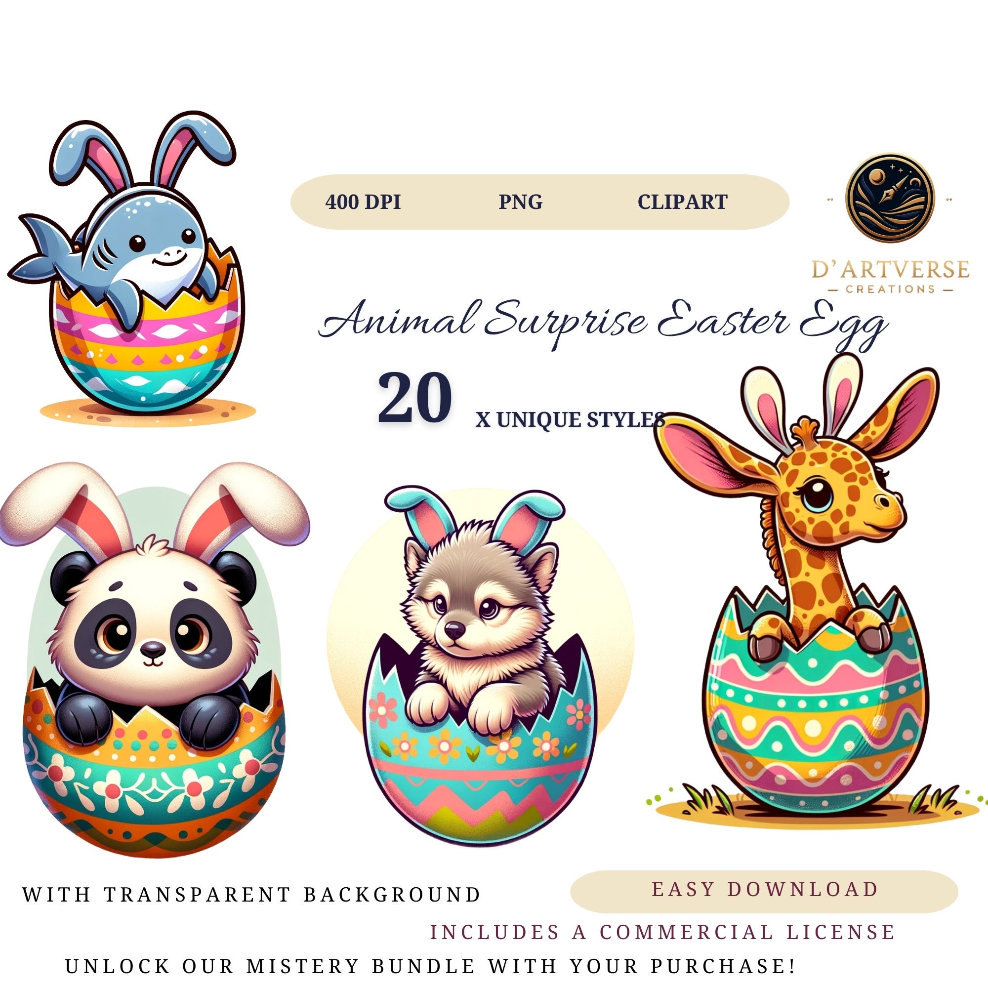Easter Animals Clipart Bundle Watercolor Easter Egg Printable Baby ...