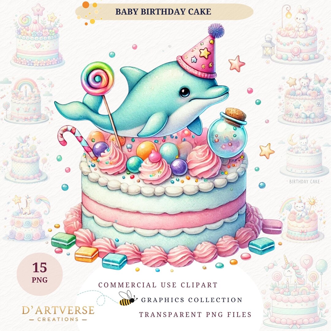Watercolor Cute Birthday Clipart Collection Birthday Party Kit Birthday ...