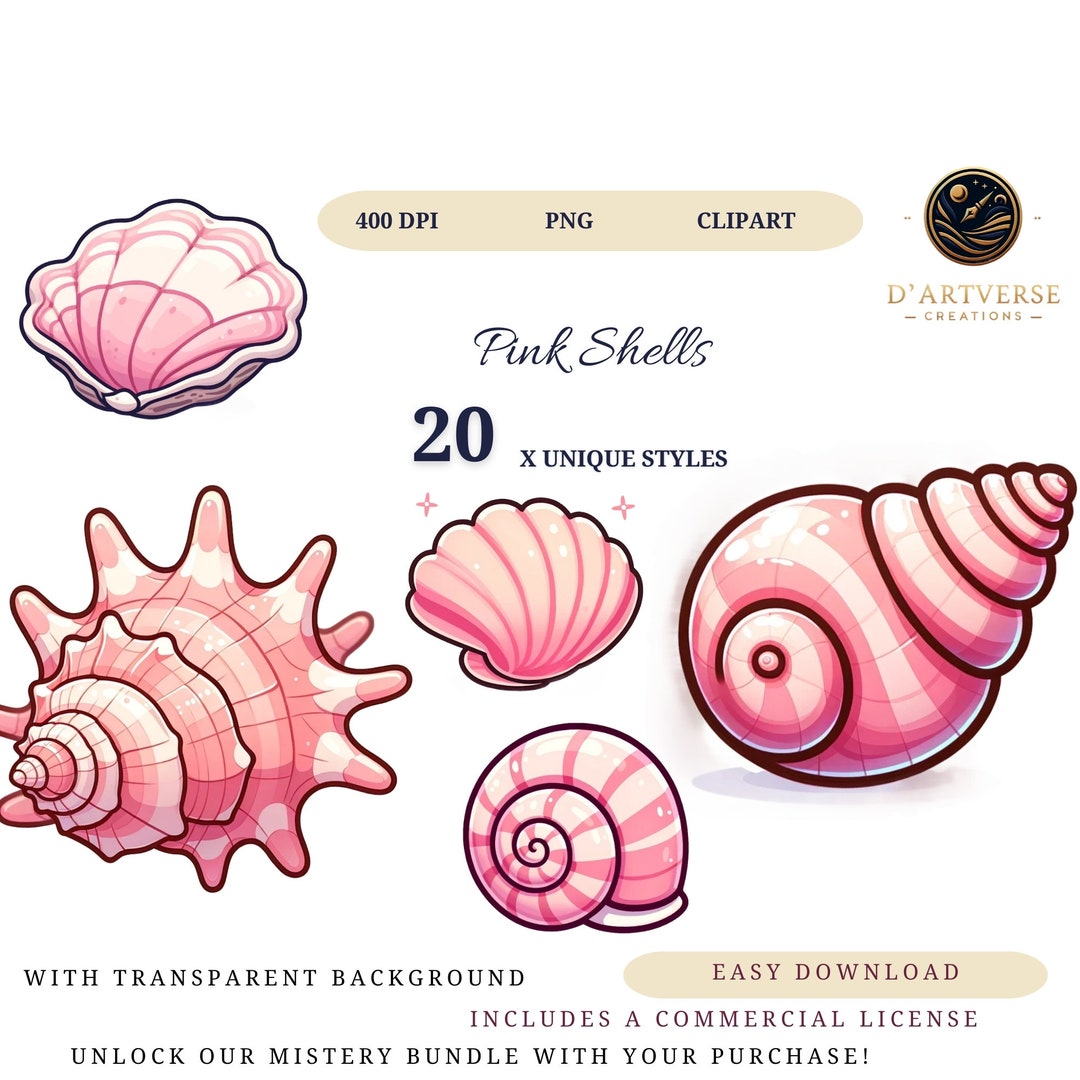 Pink Seashell Clipart Watercolor Shells Graphics Ocean Shell PNG Beach ...
