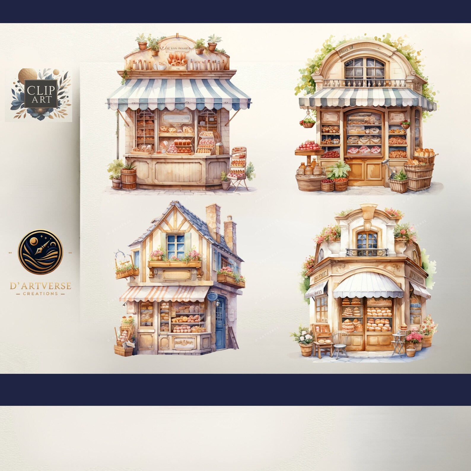 Watercolor Bakery Clipart Png Bread Sweet Treats Breakfast Shop Design ...