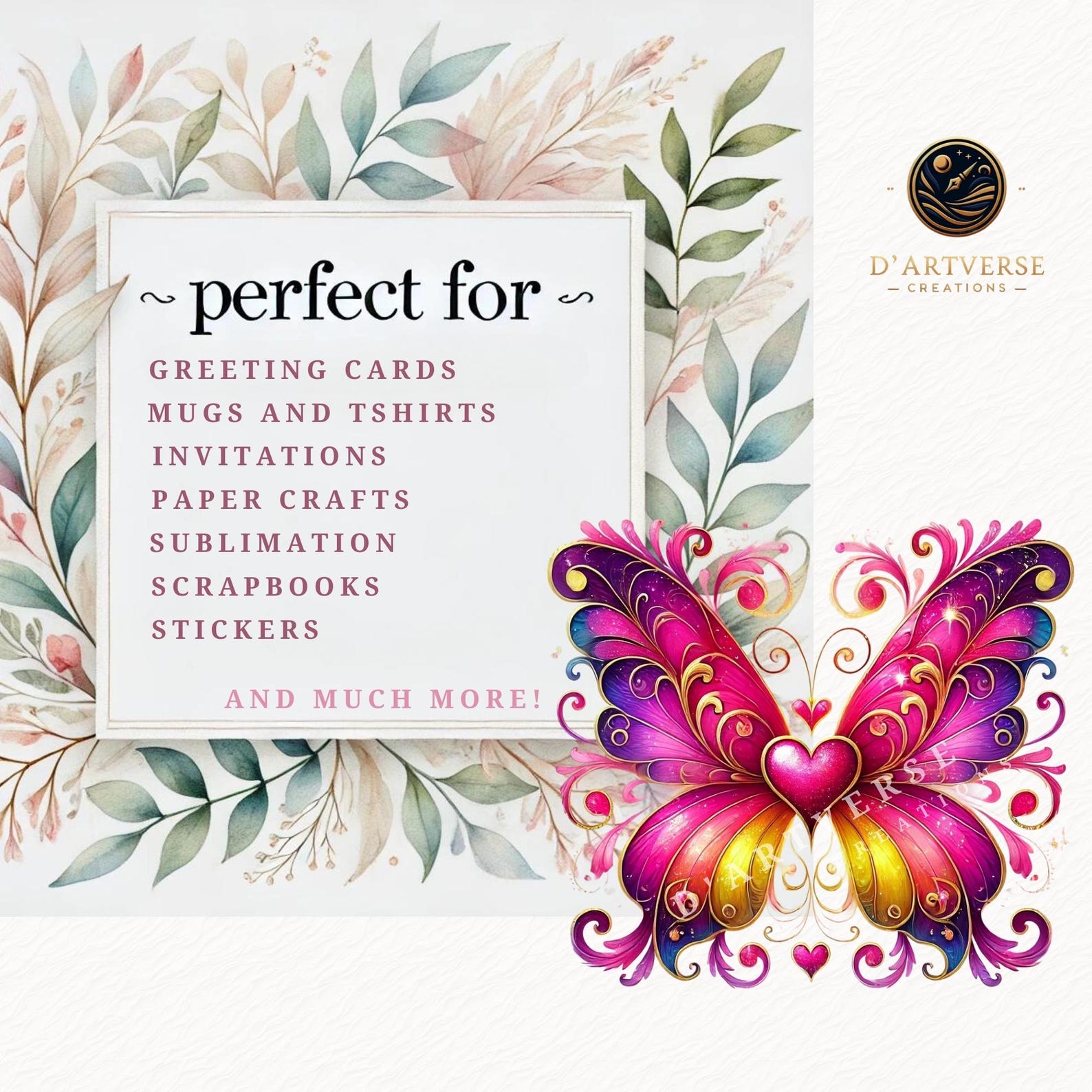 Valentine Heart Butterfly Clipart Watercolor Romantic Graphic ...