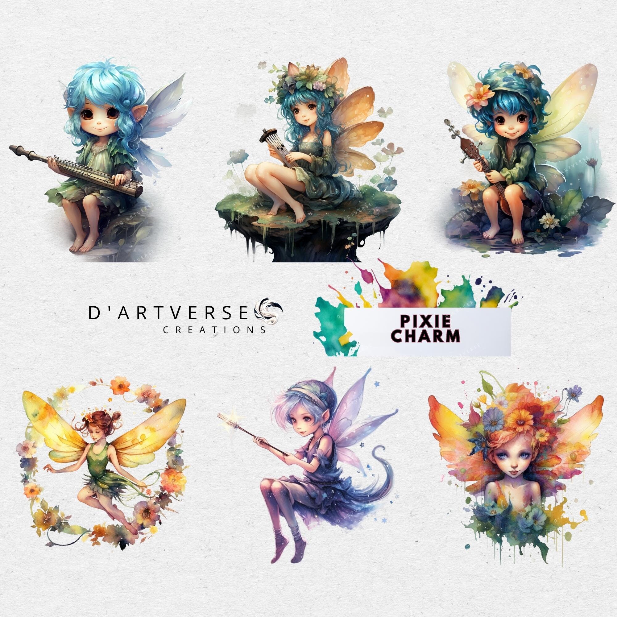 Fairy Watercolor Clipart Bundle Magical Enchanting Fairy - Etsy